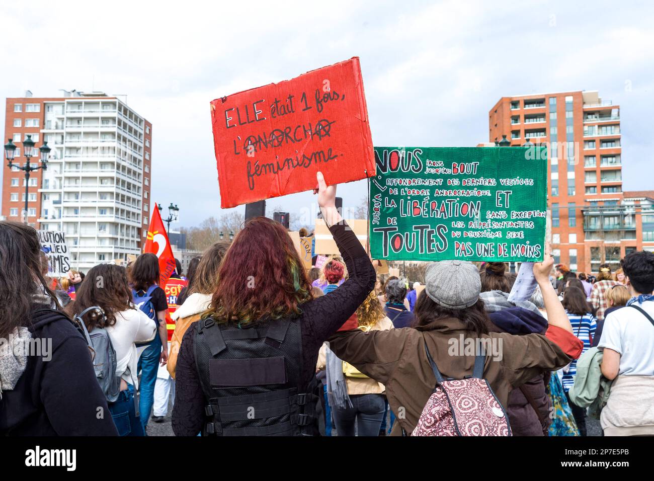 Toulouse, France. 07th Mar, 2022. In the procession, placard, Once upon ...