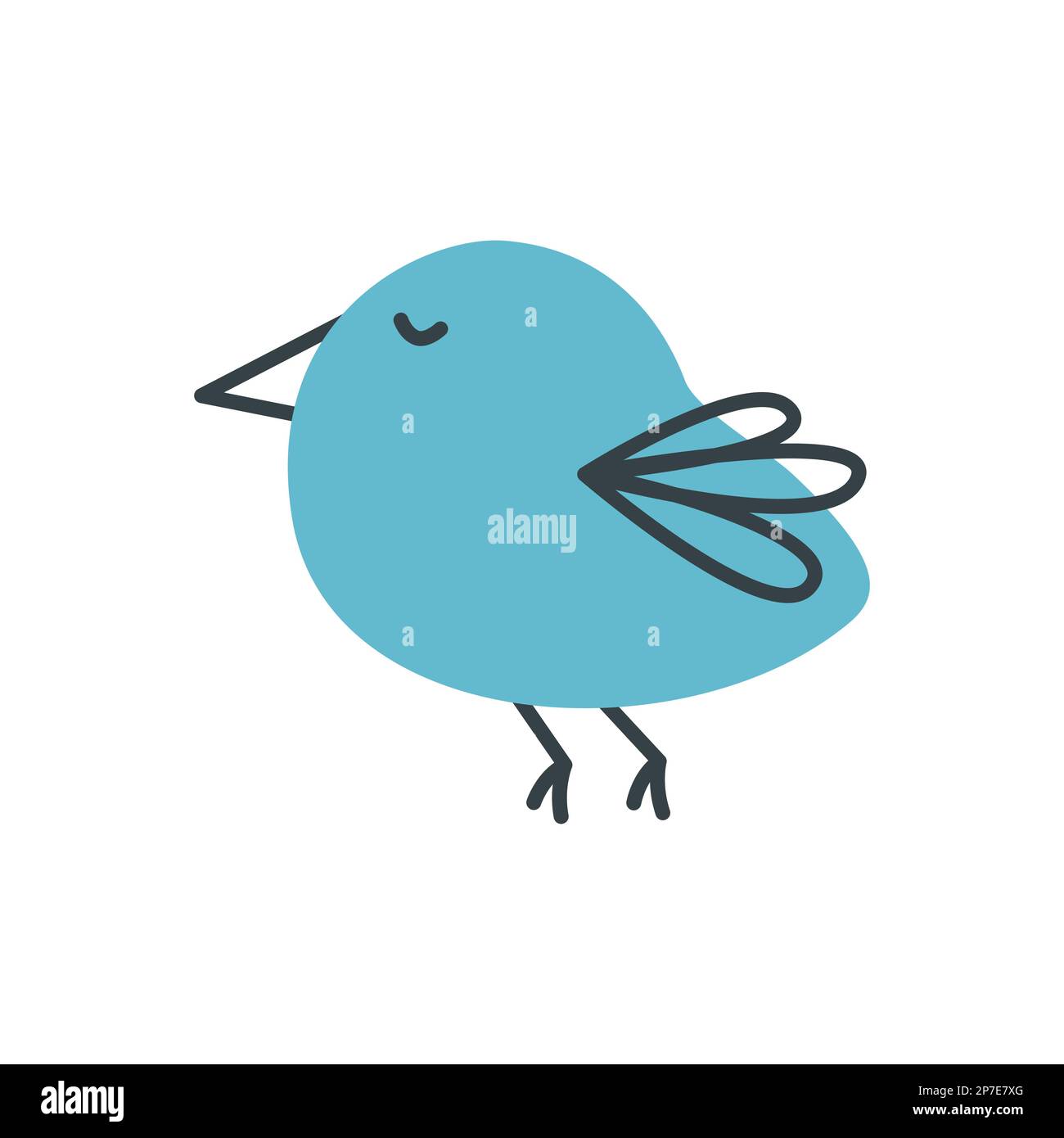 Simple cute bird in doodle style. Element for spring or summer design ...