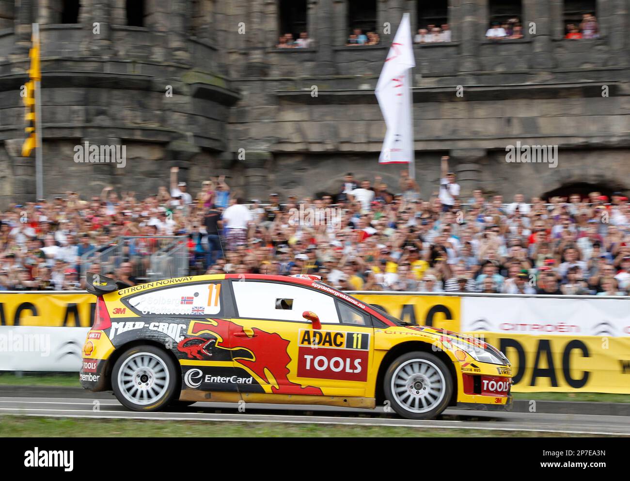 Rally driver Petter Solberg from Norway steers his Citroen C4 WRC in ...