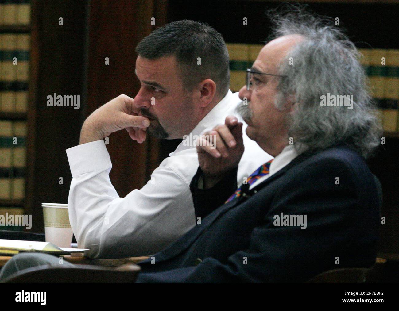 Joshua Turnidge, left, and his defense attorney Steven Gorham sit at ...