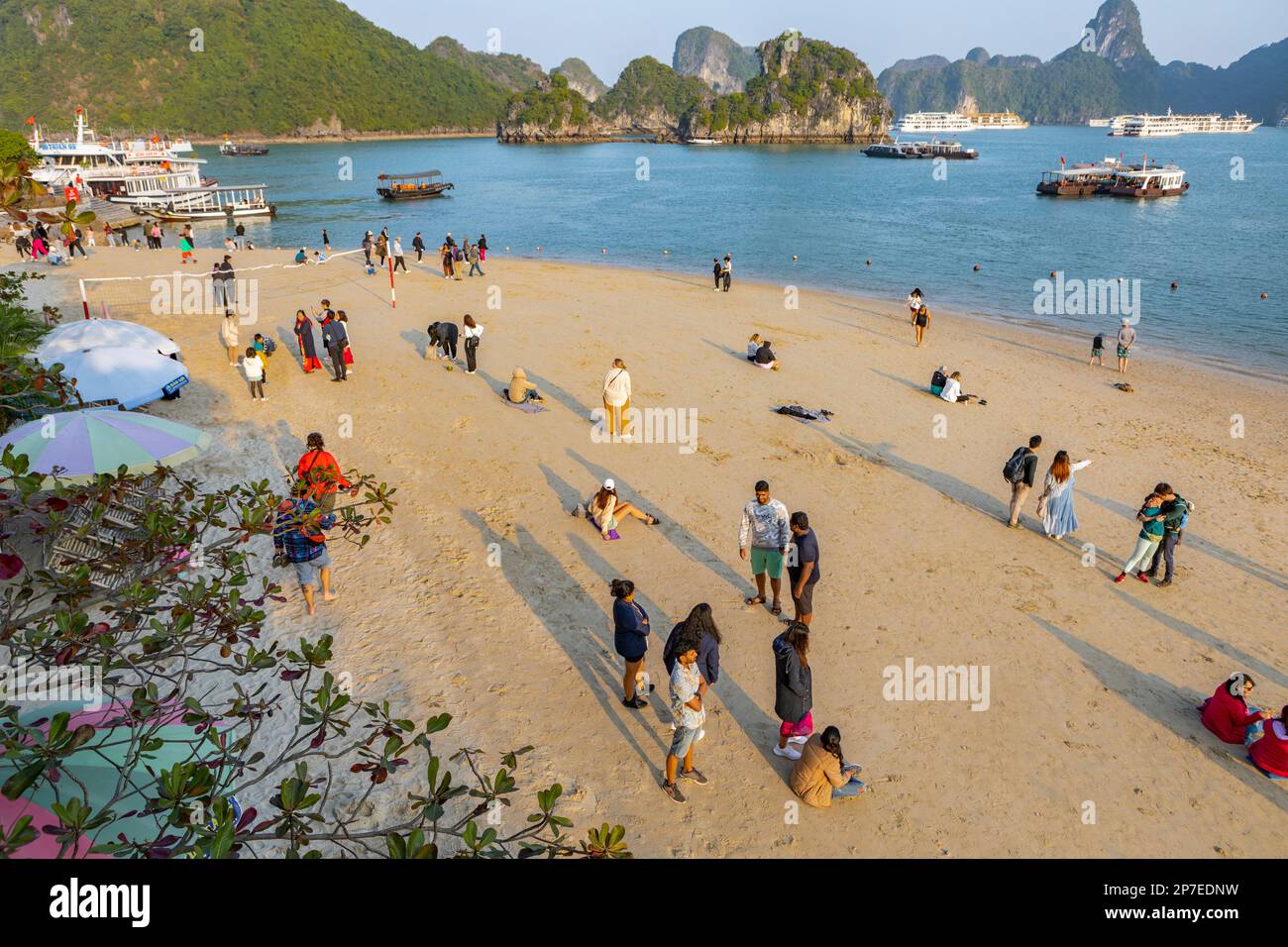 Tourists on Ti Top beach, Ha Long Bay, Vietnam Stock Photo - Alamy