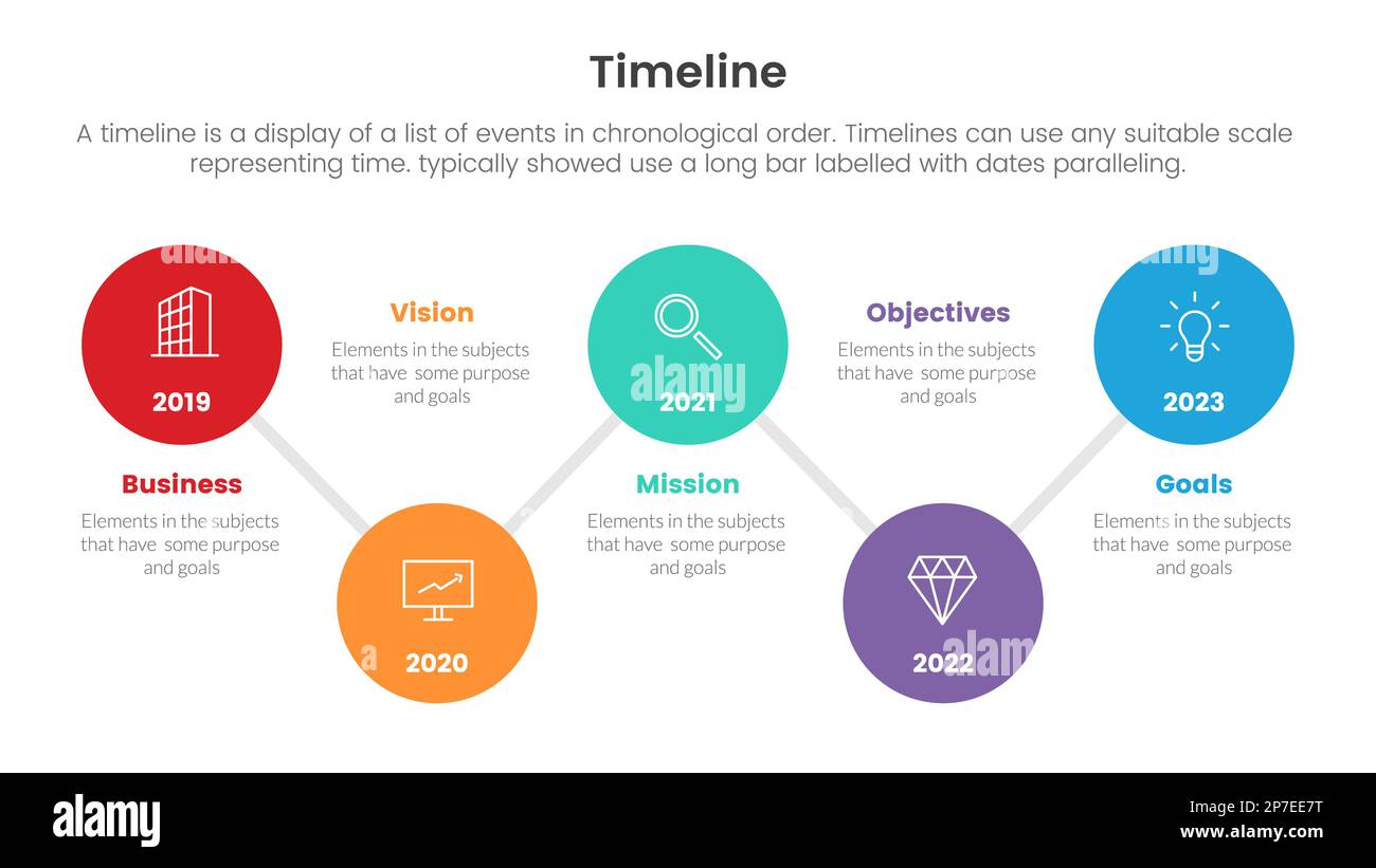 timeline set of point infographic with connected circle up and down ...