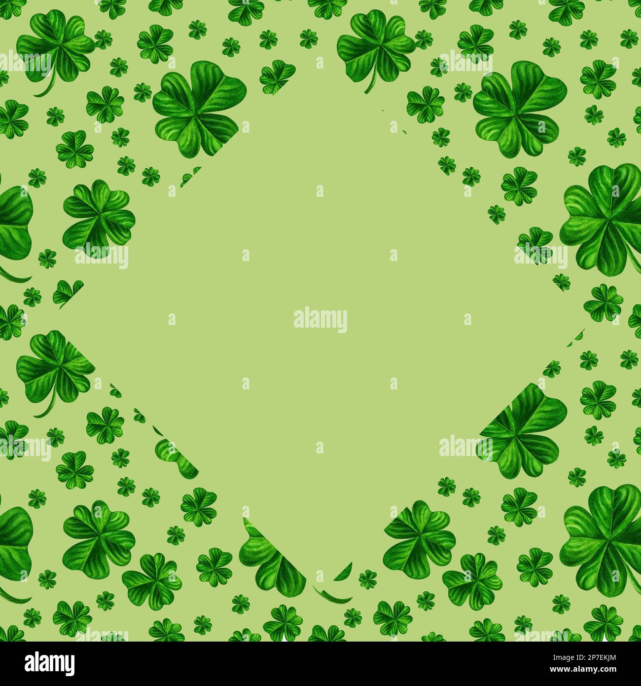 Watercolor hand drawn four leaf clover border for St. Patrick's Day for ...