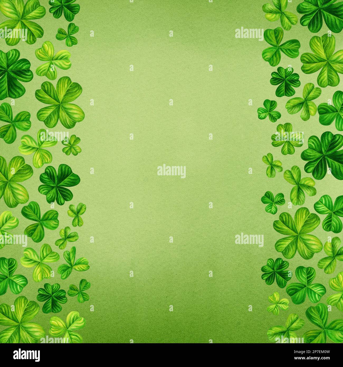 Watercolor hand drawn four leaf clover border for St. Patrick's Day for ...