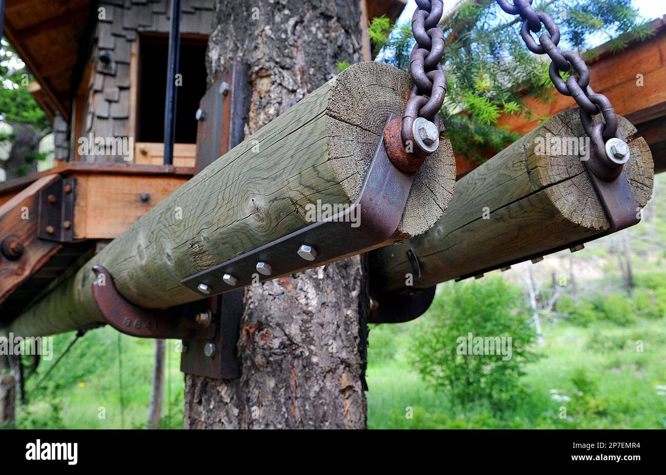 This July 19, 2010 picture shows how a bolt-through technique to erect ...