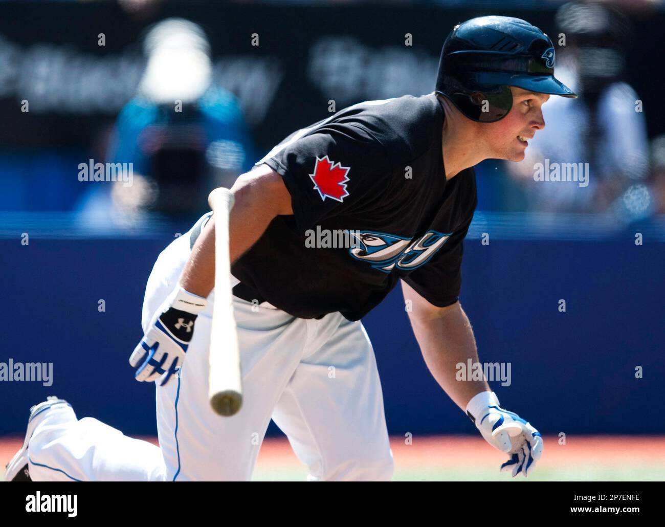 Toronto Blue Jays' Travis Snider runs to first base after hitting a ...