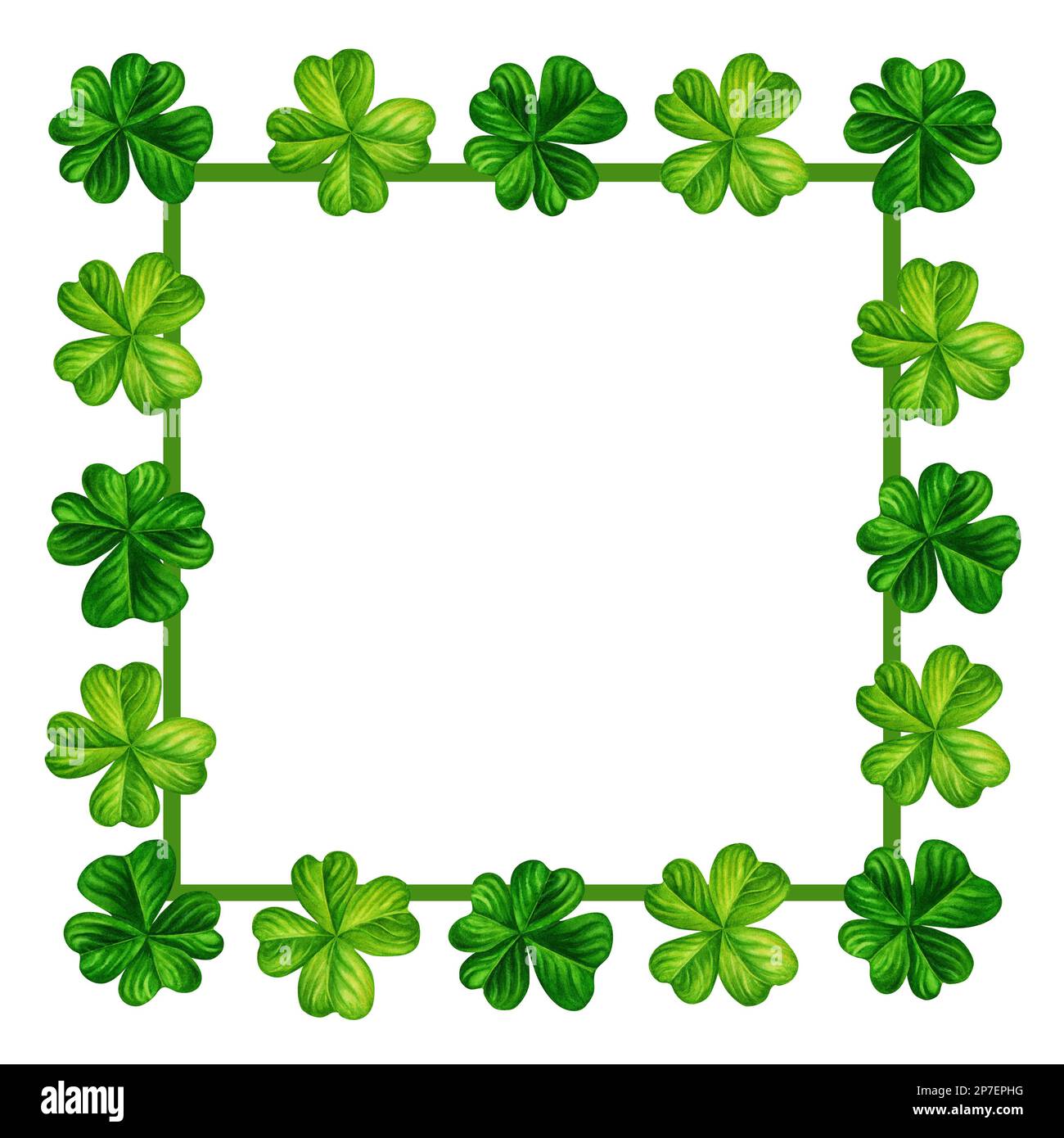 Watercolor hand drawn four leaf clover frame for St. Patrick's Day for ...