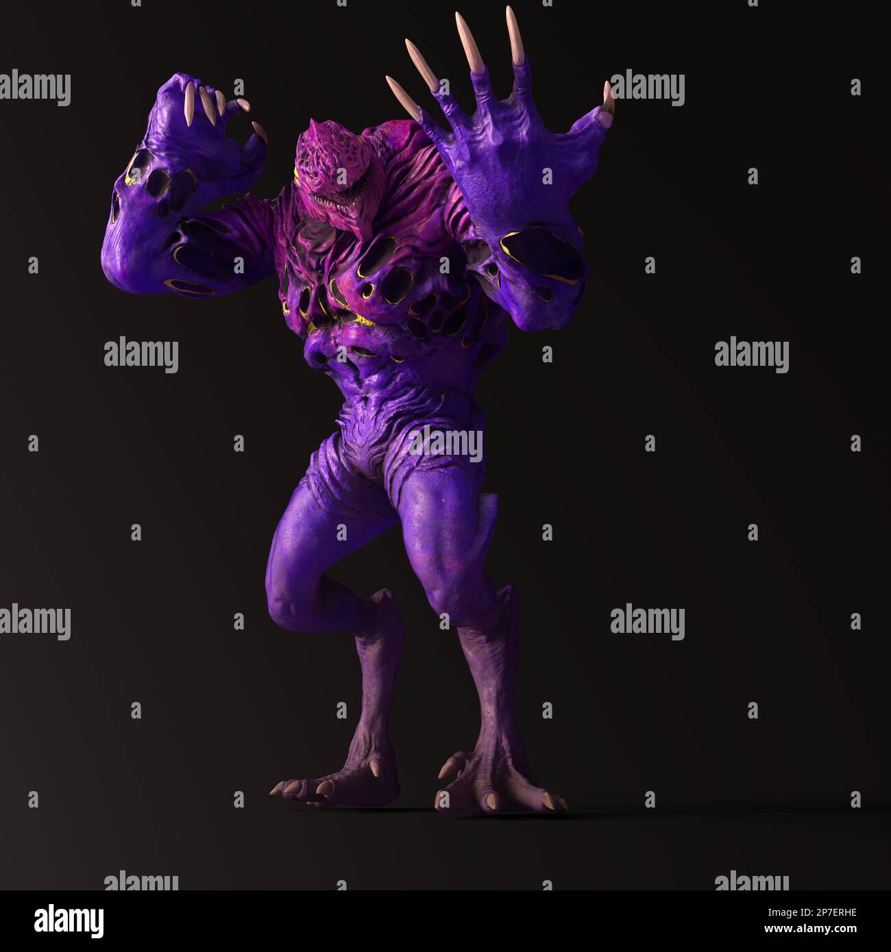 3D-illustration of an isolated dangerous alien very strong with razor ...