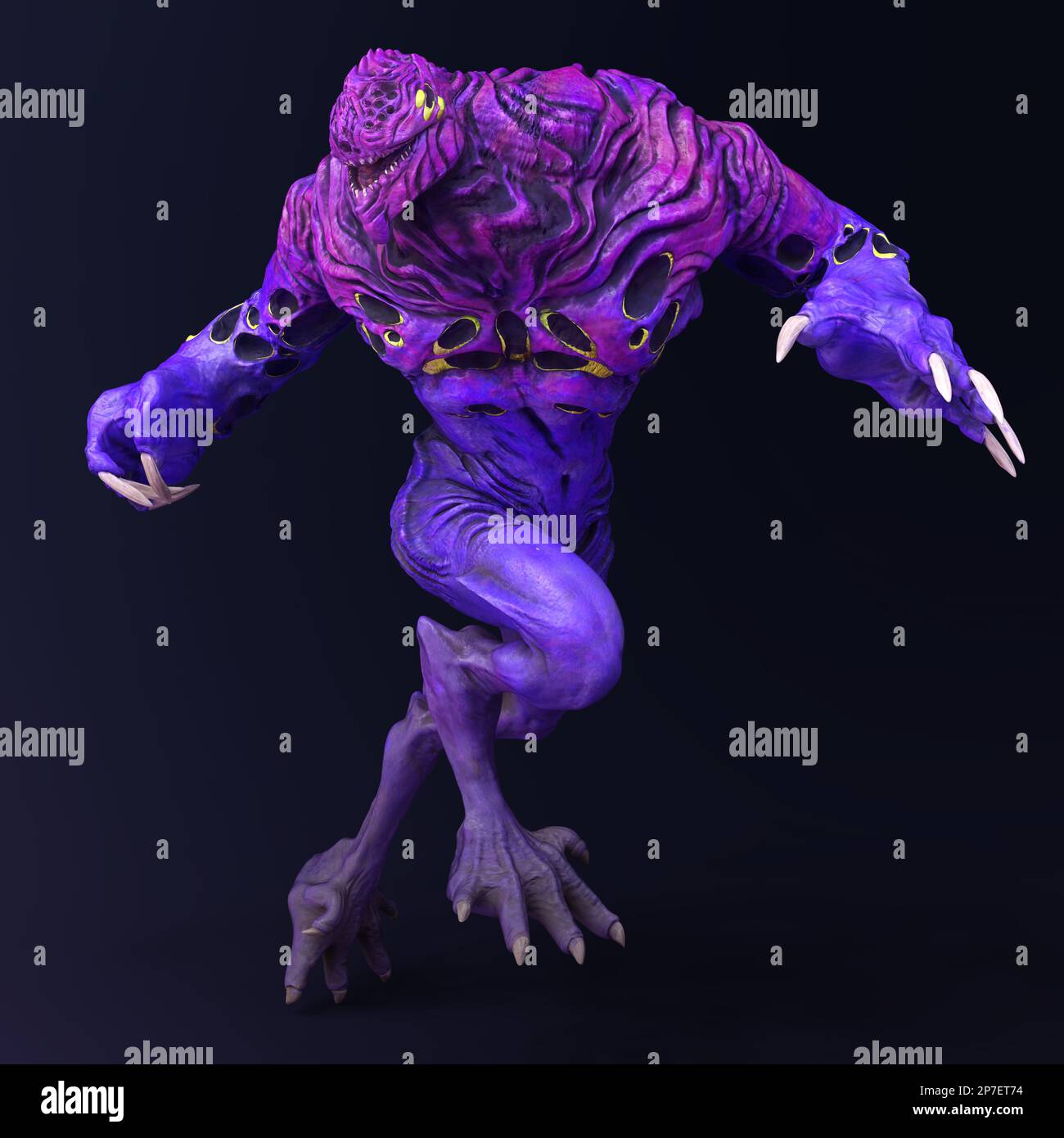 3D-illustration of an isolated dangerous alien very strong with razor ...