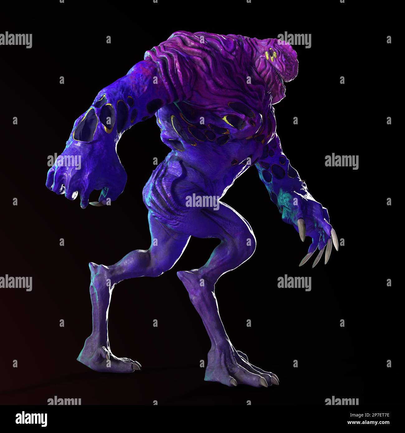 3D-illustration of an isolated dangerous alien very strong with razor ...