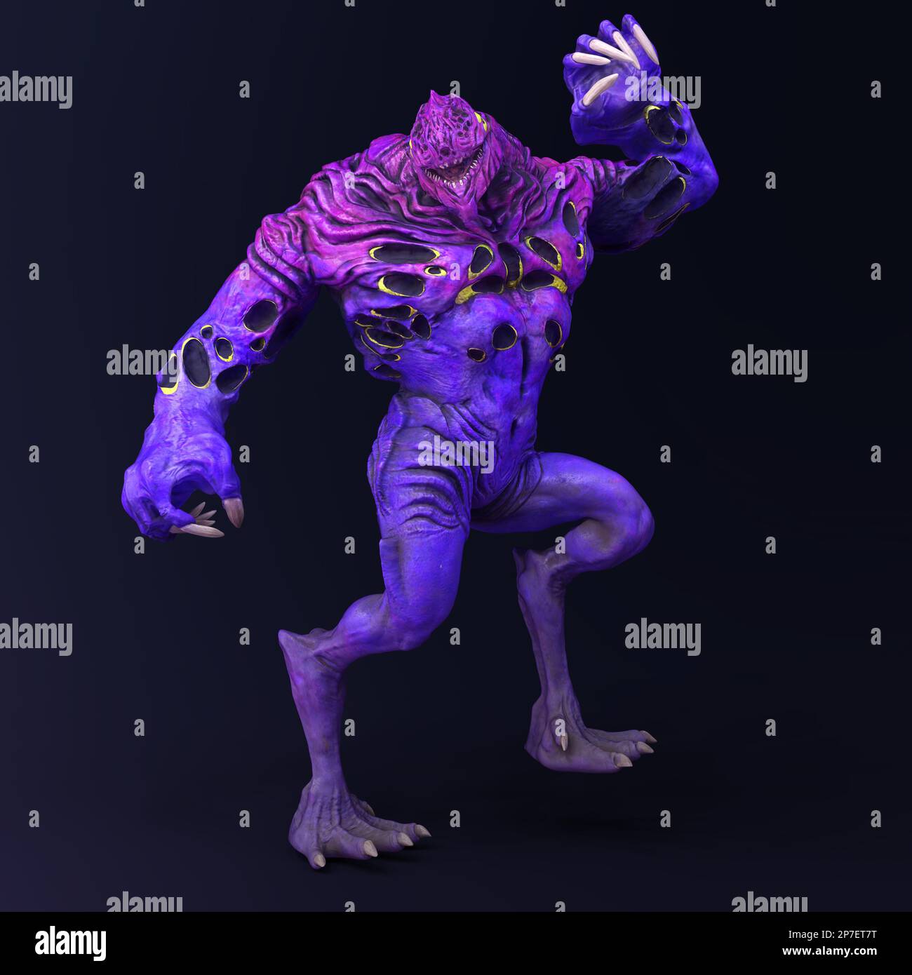 3D-illustration of an isolated dangerous alien very strong with razor ...