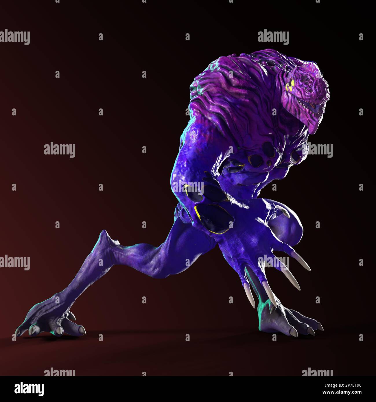 3D-illustration of an isolated dangerous alien very strong with razor ...