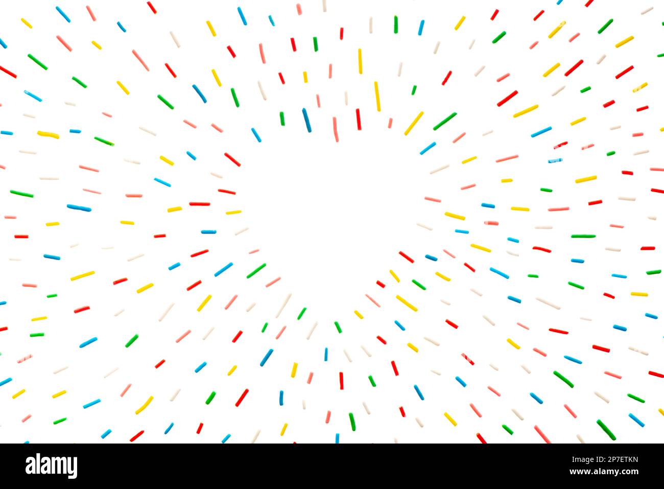 colorful sprinkles for background of heart shapes isolated on white ...