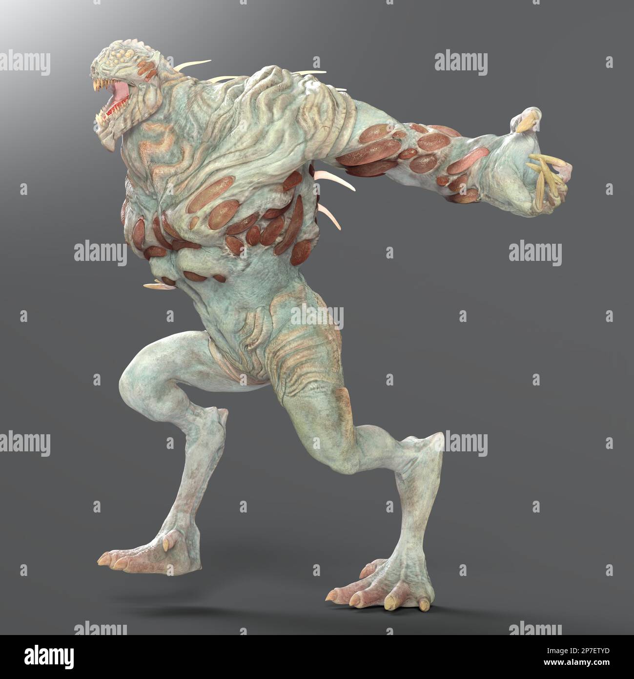 3D-illustration of an isolated dangerous alien very strong with razor ...
