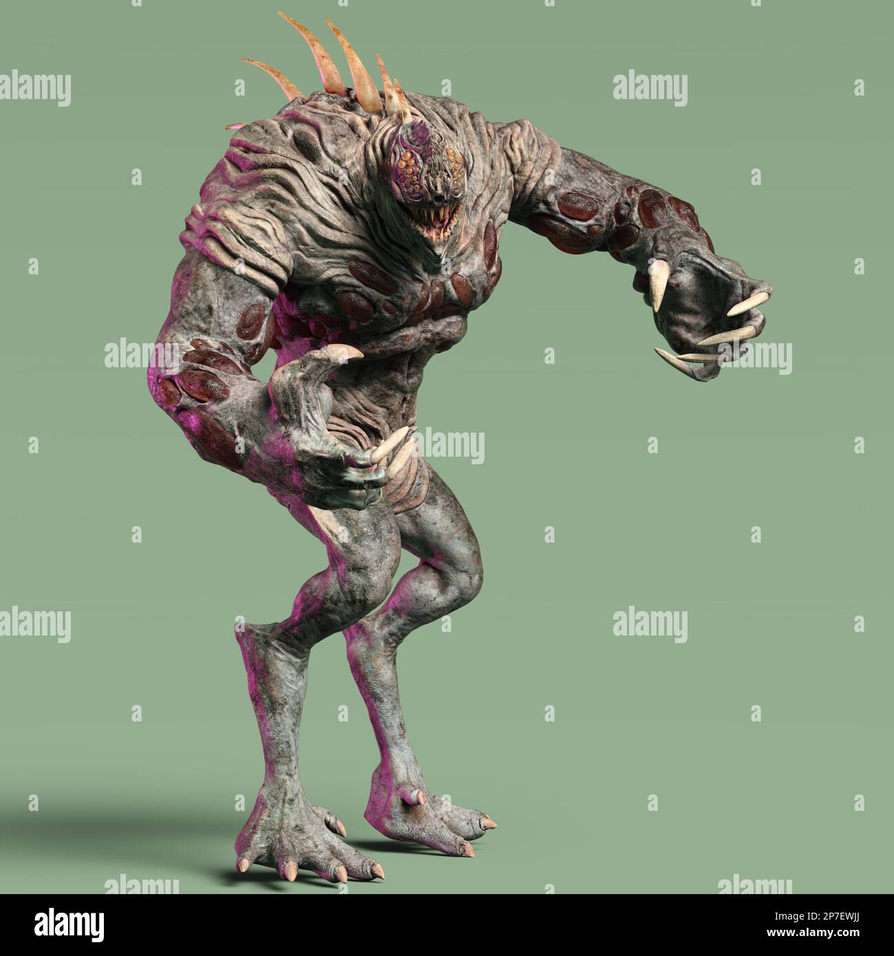 3D-illustration of an isolated dangerous alien very strong with razor ...
