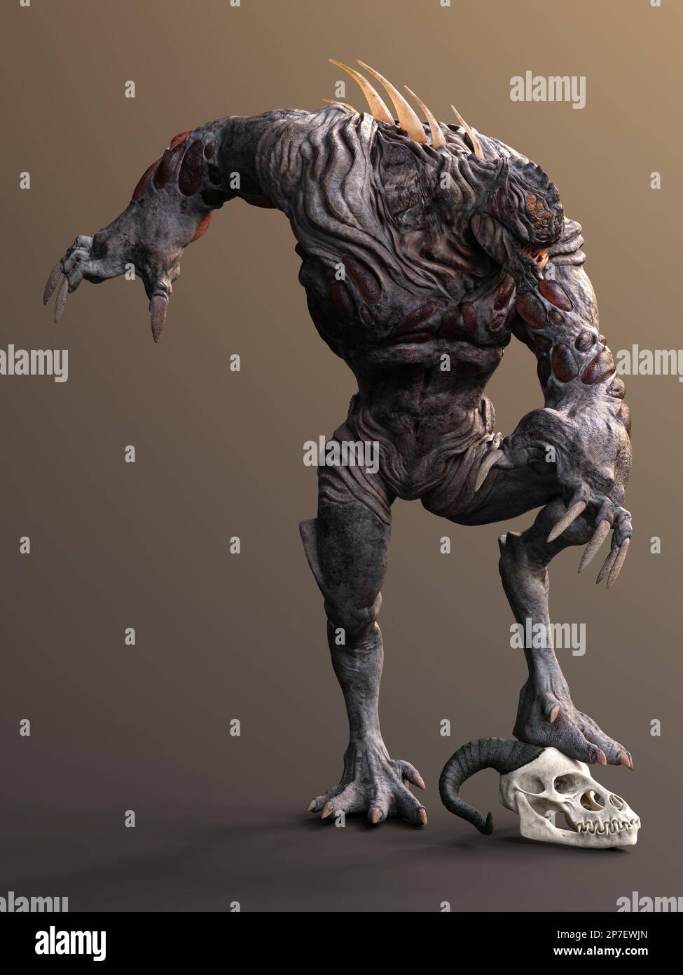 3D-illustration of an isolated dangerous alien very strong with razor ...