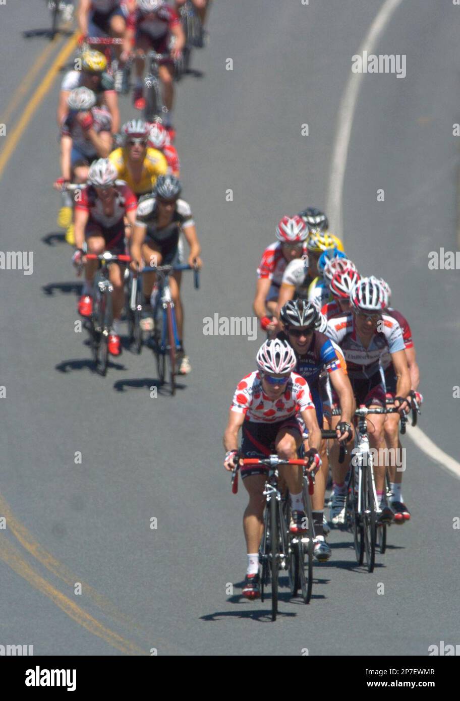 Darren Lill leads the peloton while competing in Stage 5 of the Cascade ...