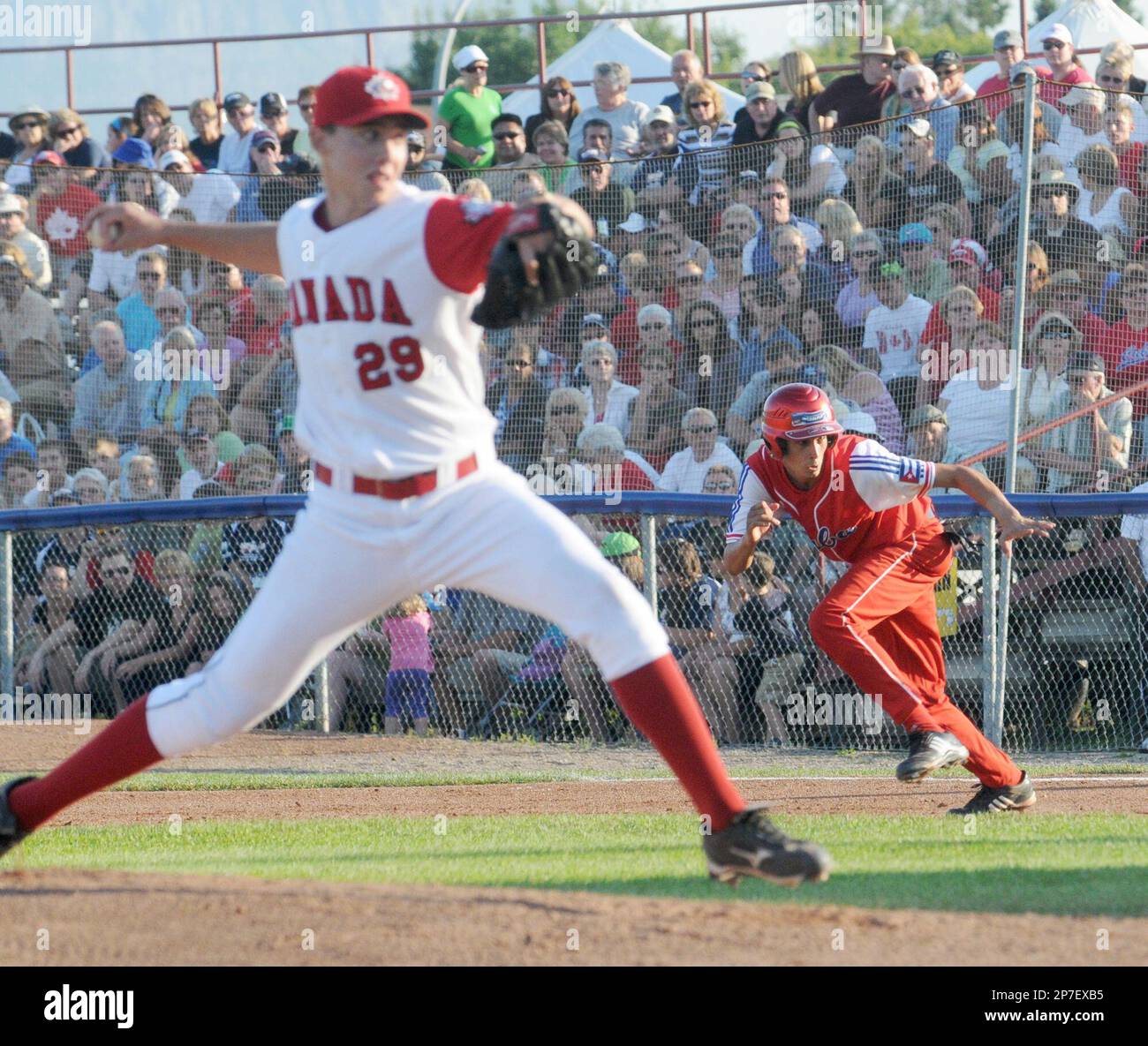 Cuba’s Dariel Crespo Fuentes takes off in a steal for second base as ...