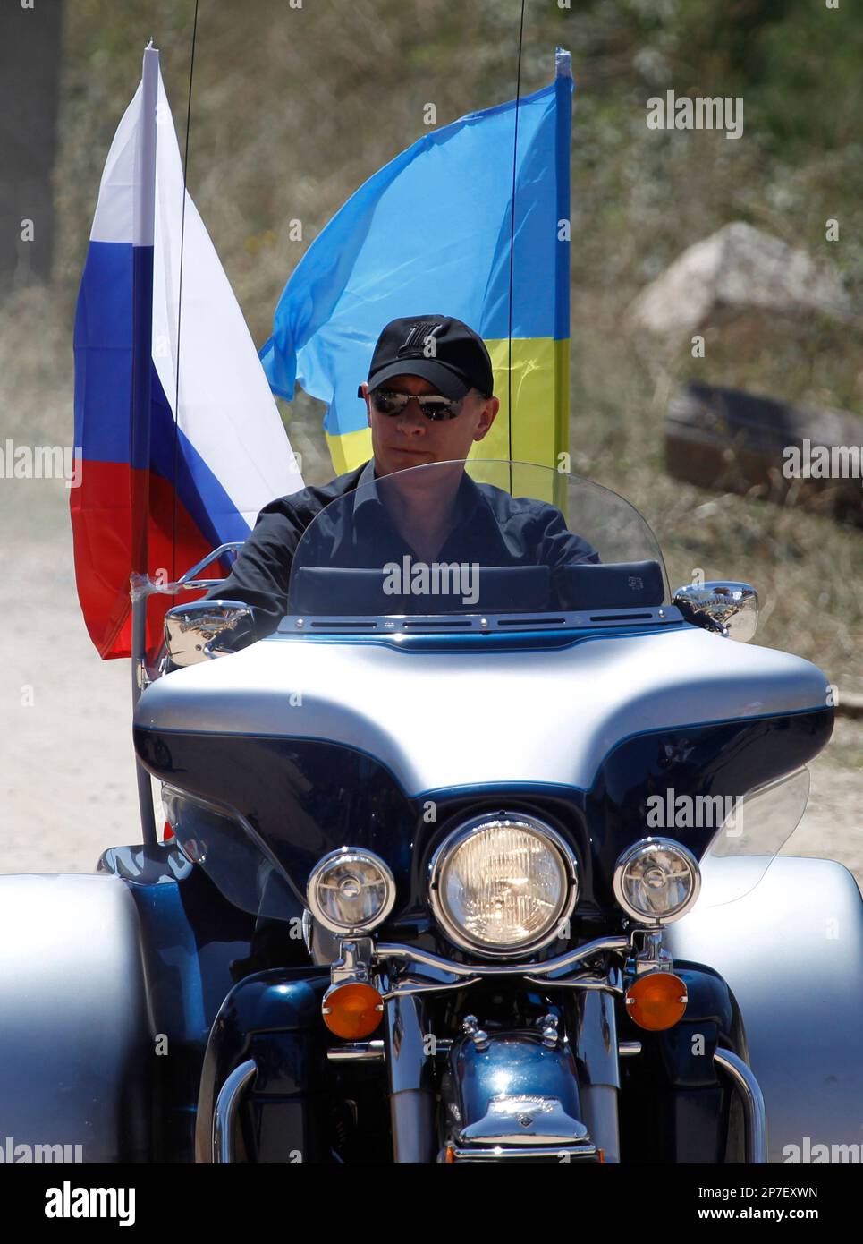 Russian Prime Minister Vladimir Putin rides Harley Davidson Lehman ...