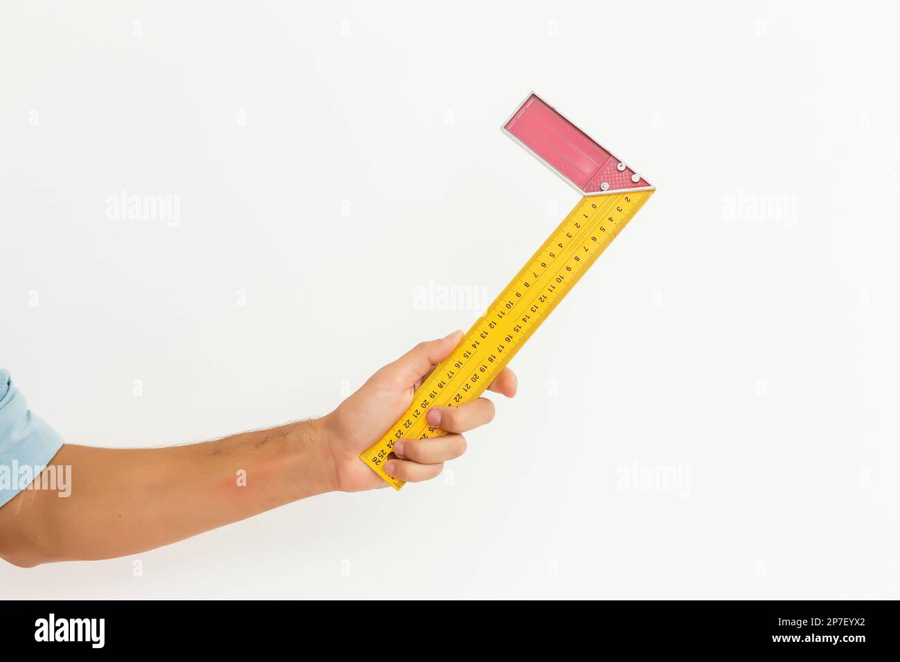 human hand with ruler isolated on white Stock Photo - Alamy