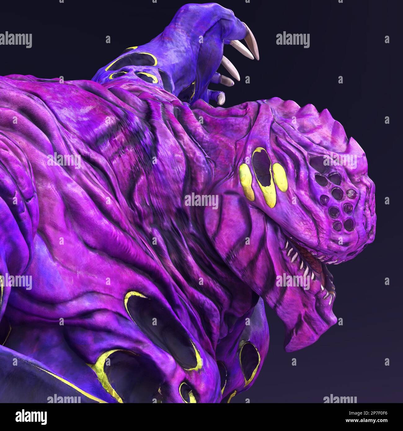 3D-illustration of an isolated dangerous alien very strong with razor ...