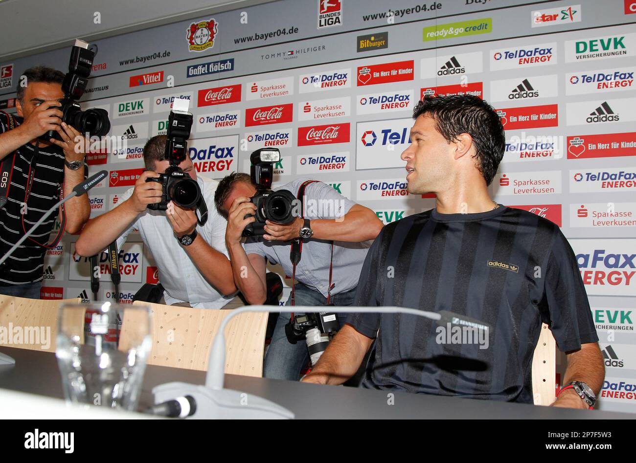 German soccer player Michael Ballack is seen during a news conference ...