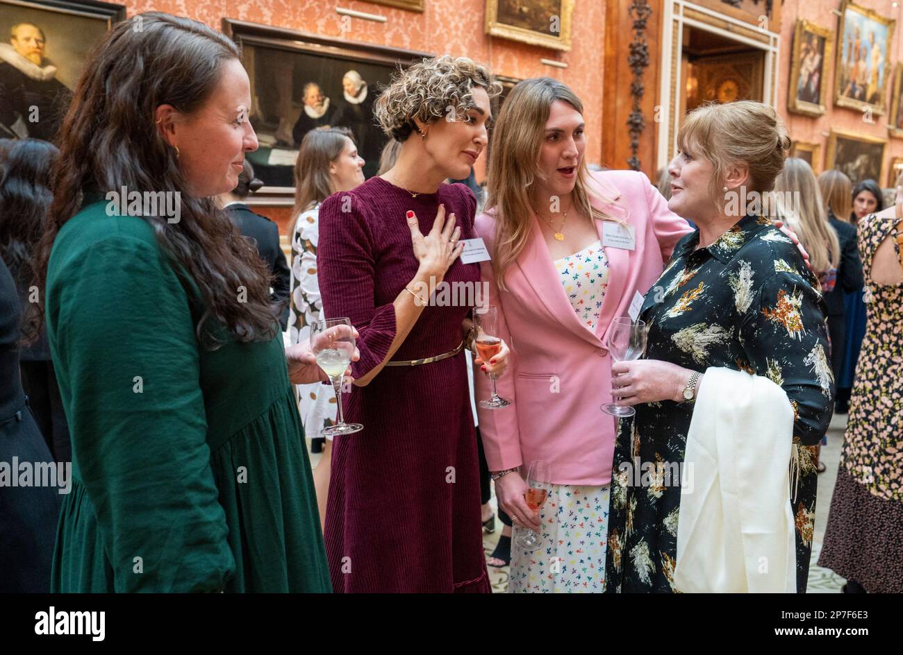 Sarah Lancashire (right) with Atlantic rowers Kathryn Cordinge, Abby ...