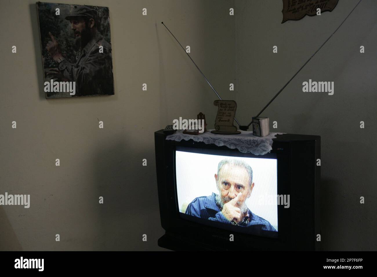 Cuba's leader Fidel Castro appears on TV during an interview with ...