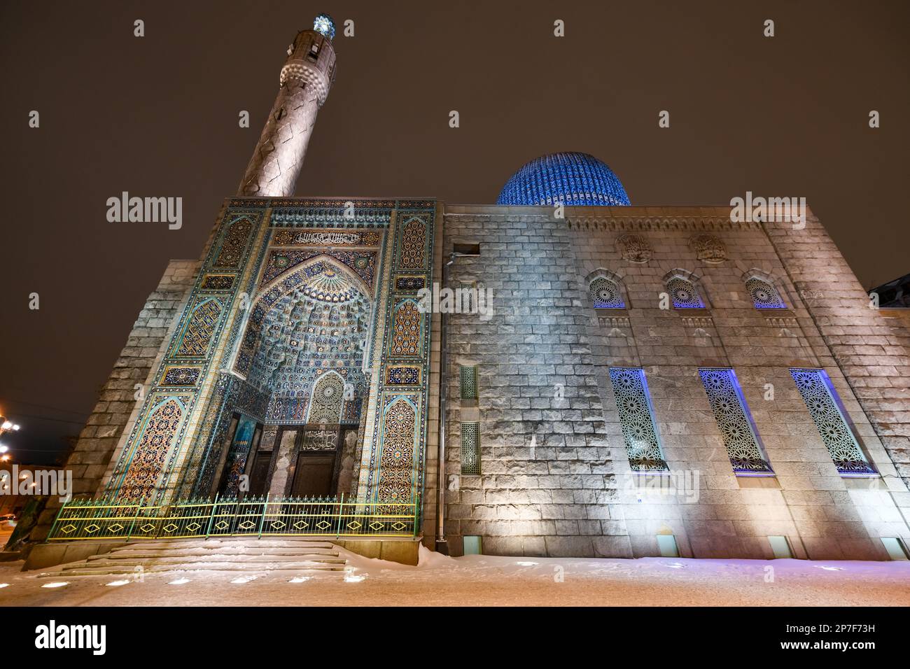 Saint Petersburg Mosque at night. When it was opened in 1913, it was ...