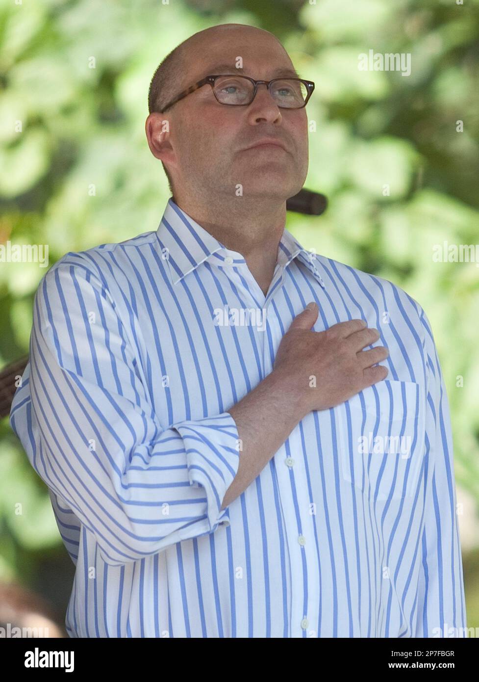 United States Ambassador to Canada David Jacobson holds his hand over ...