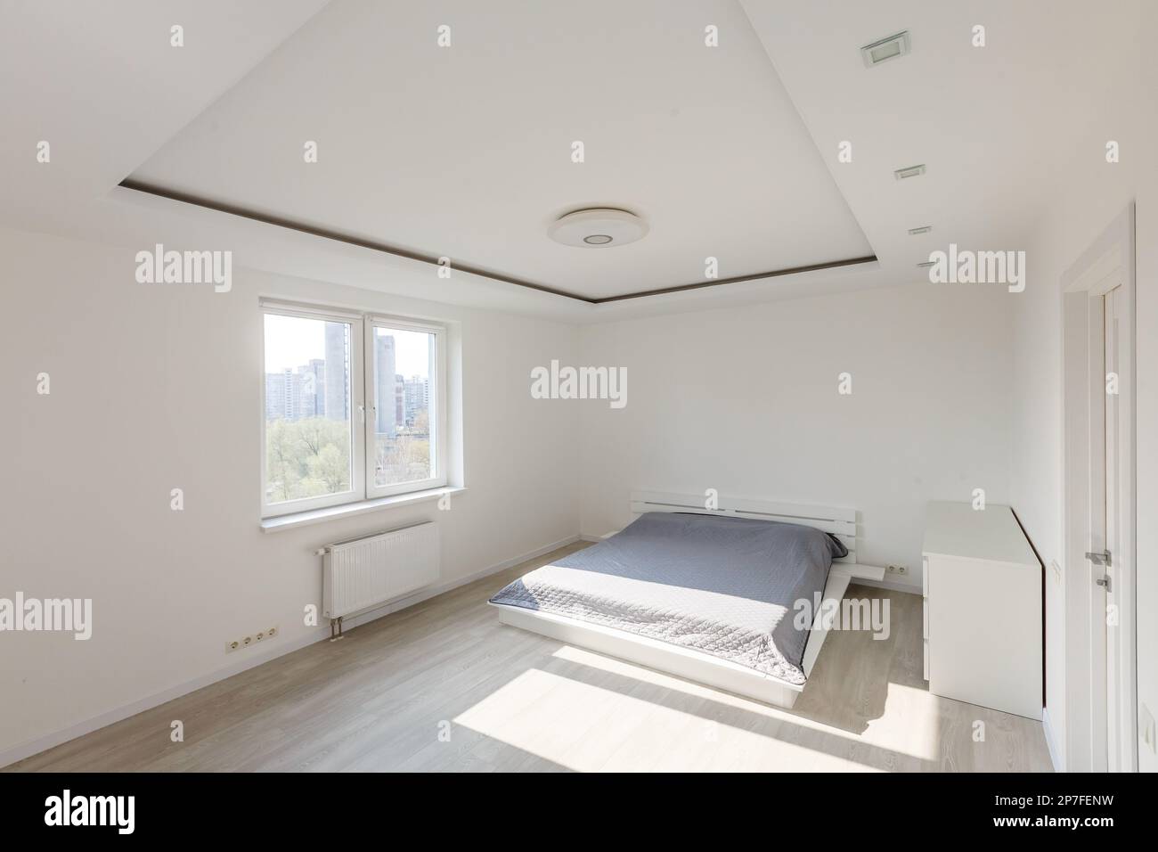 rest, interior, comfort and bedding concept - bed at home bedroom Stock ...