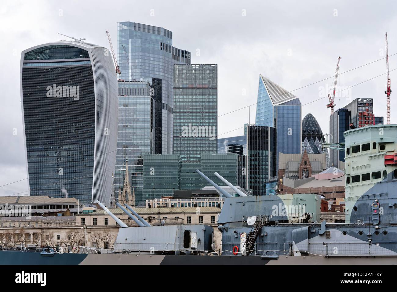The Walkie Talkie building next to other skyscrapers on the skyline of ...