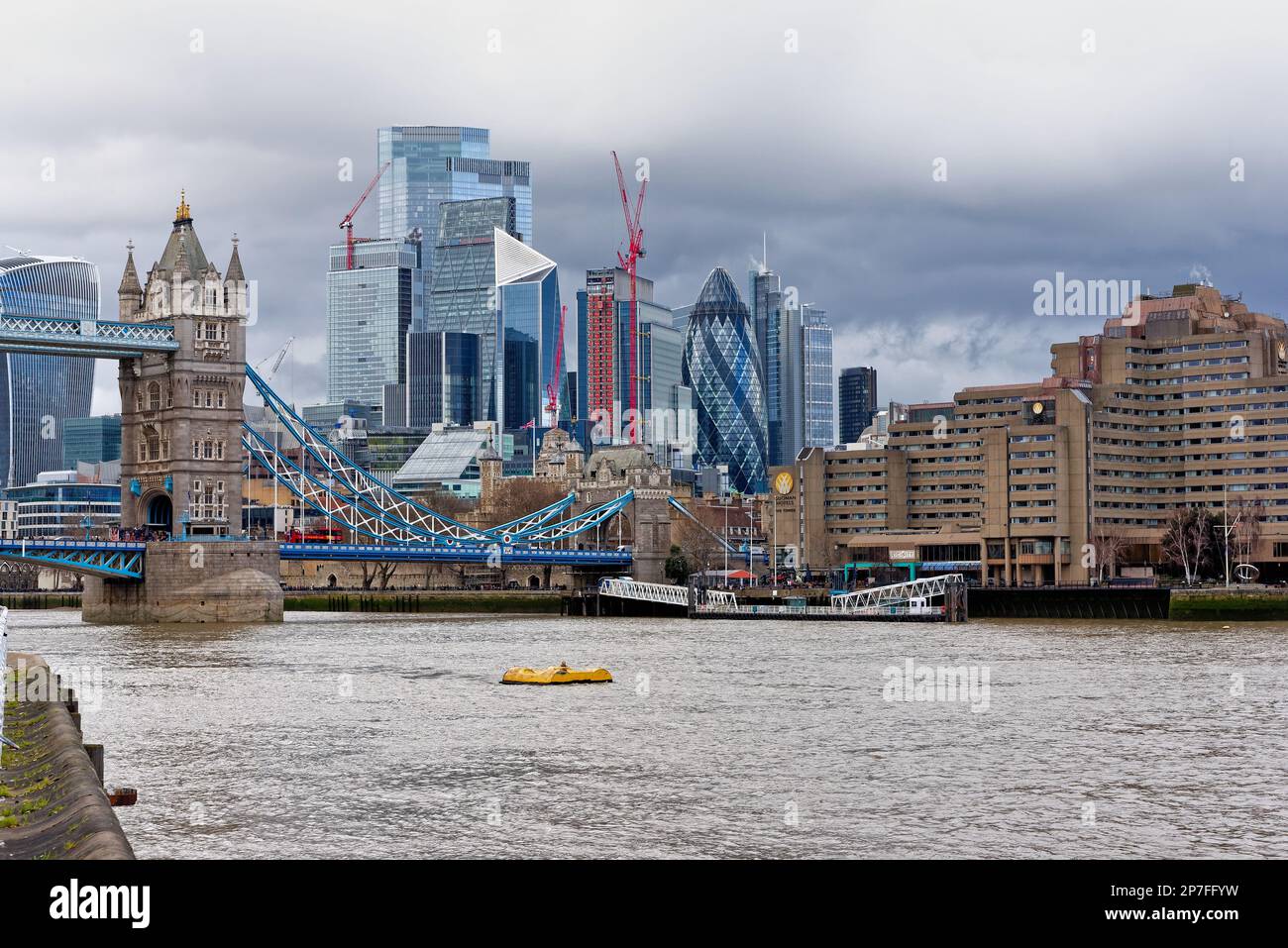 The modern skyline of the City of London contrasting with older ...