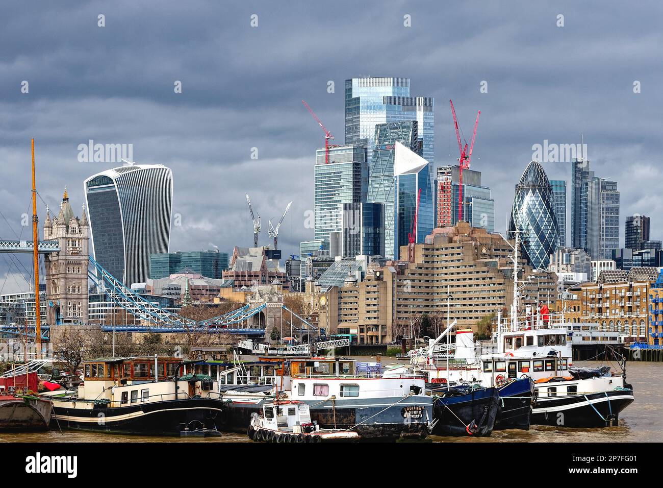 The modern skyline of the City of London contrasting with older ...