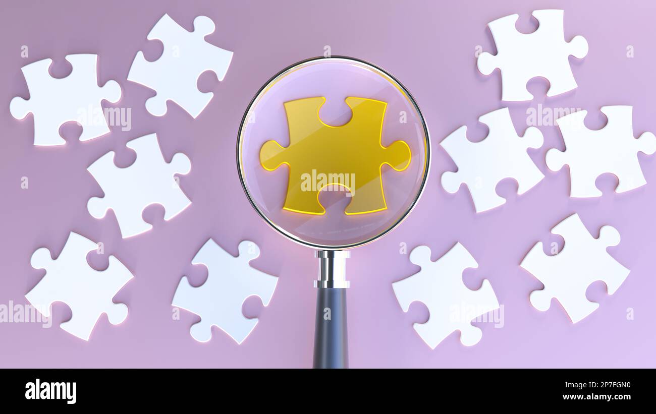magnifying glass and puzzle Stock Photo - Alamy