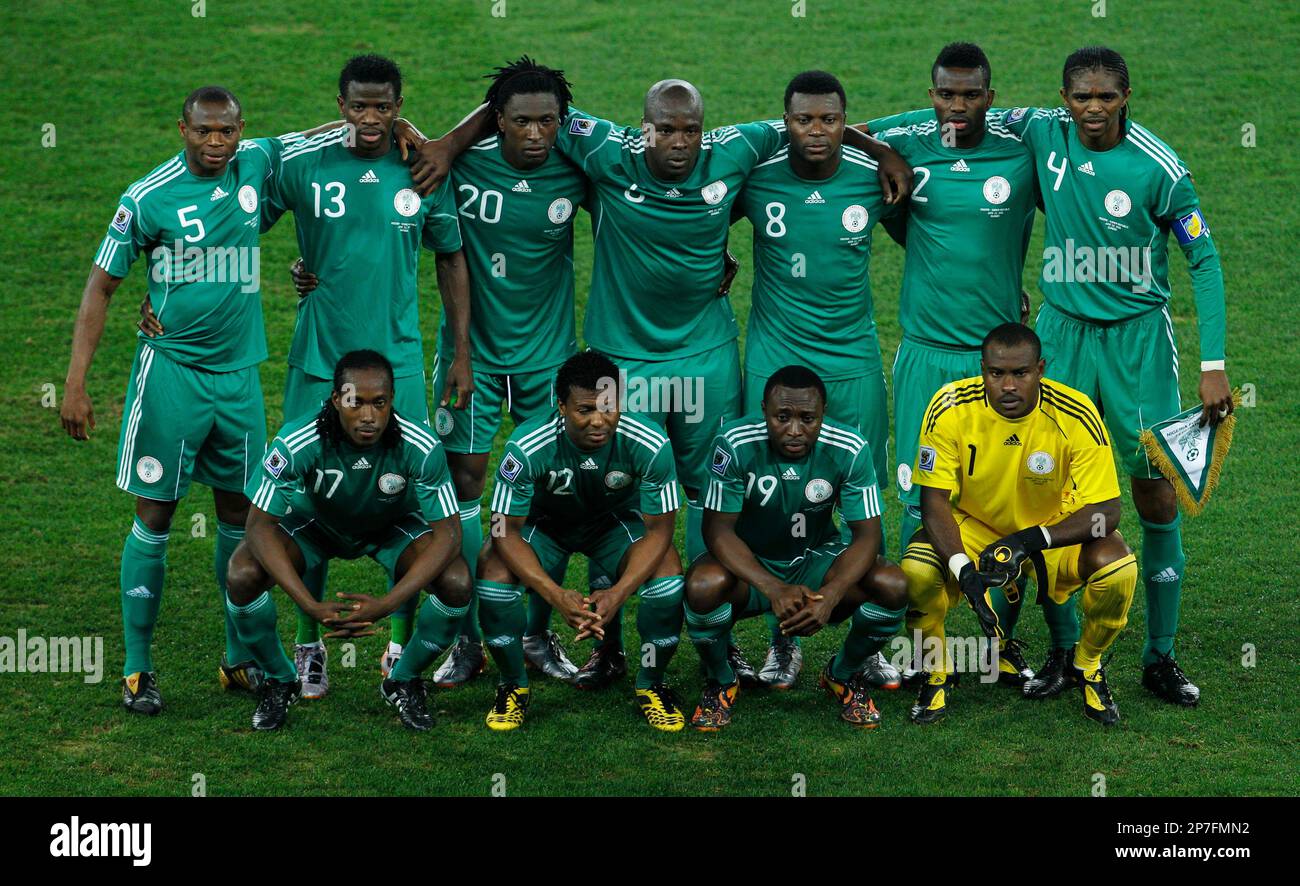 Nigeria players, front row from left, Nigeria's Chidi Odiah, Nigeria's ...