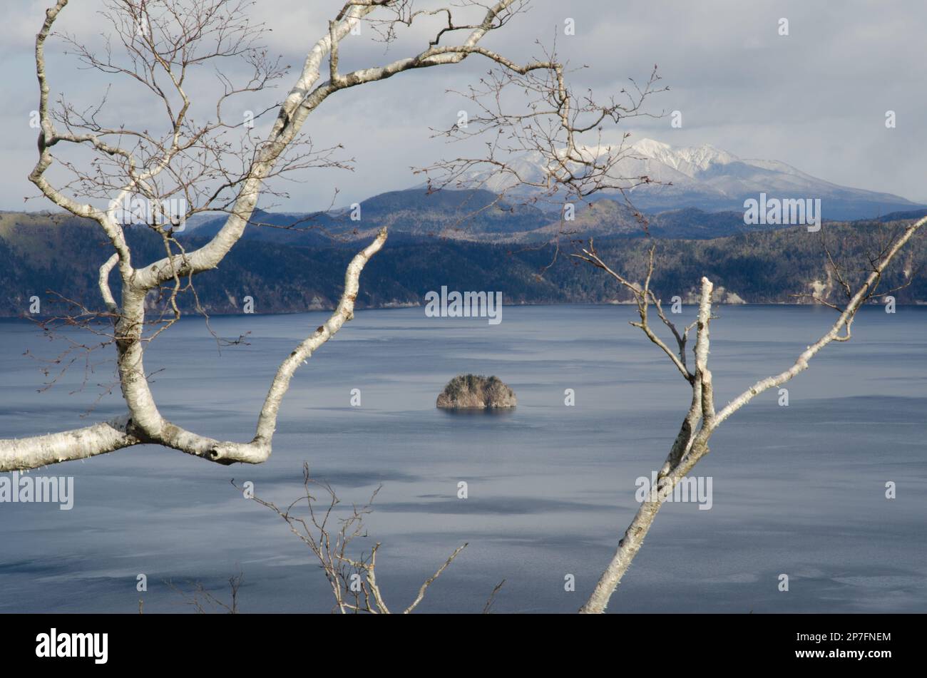 Kamuishu Island in Lake Mashu. Akan Mashu National Park. Hokkaido ...