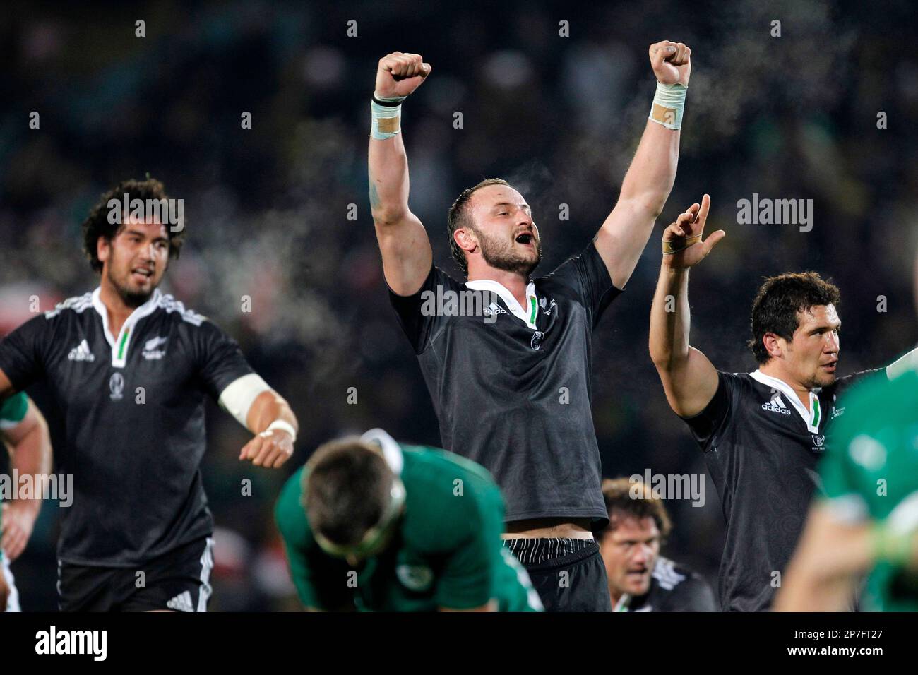 New Zealand Maori's Hayden Triggs celebrates his teams win against ...