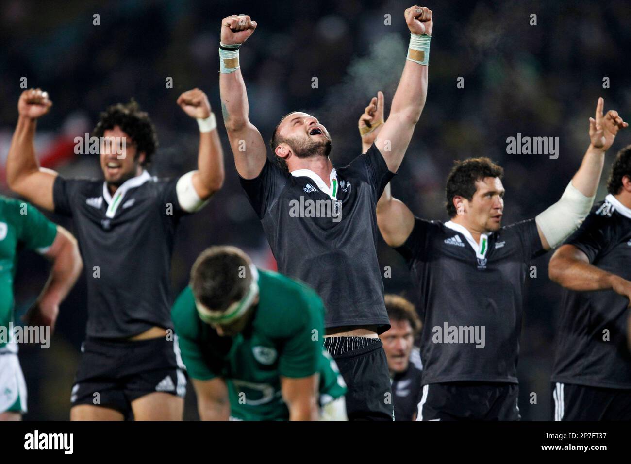 New Zealand Maori's Hayden Triggs celebrates his teams win against ...