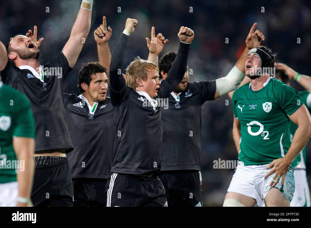 New Zealand Maori players celebrate their win against Ireland during a ...