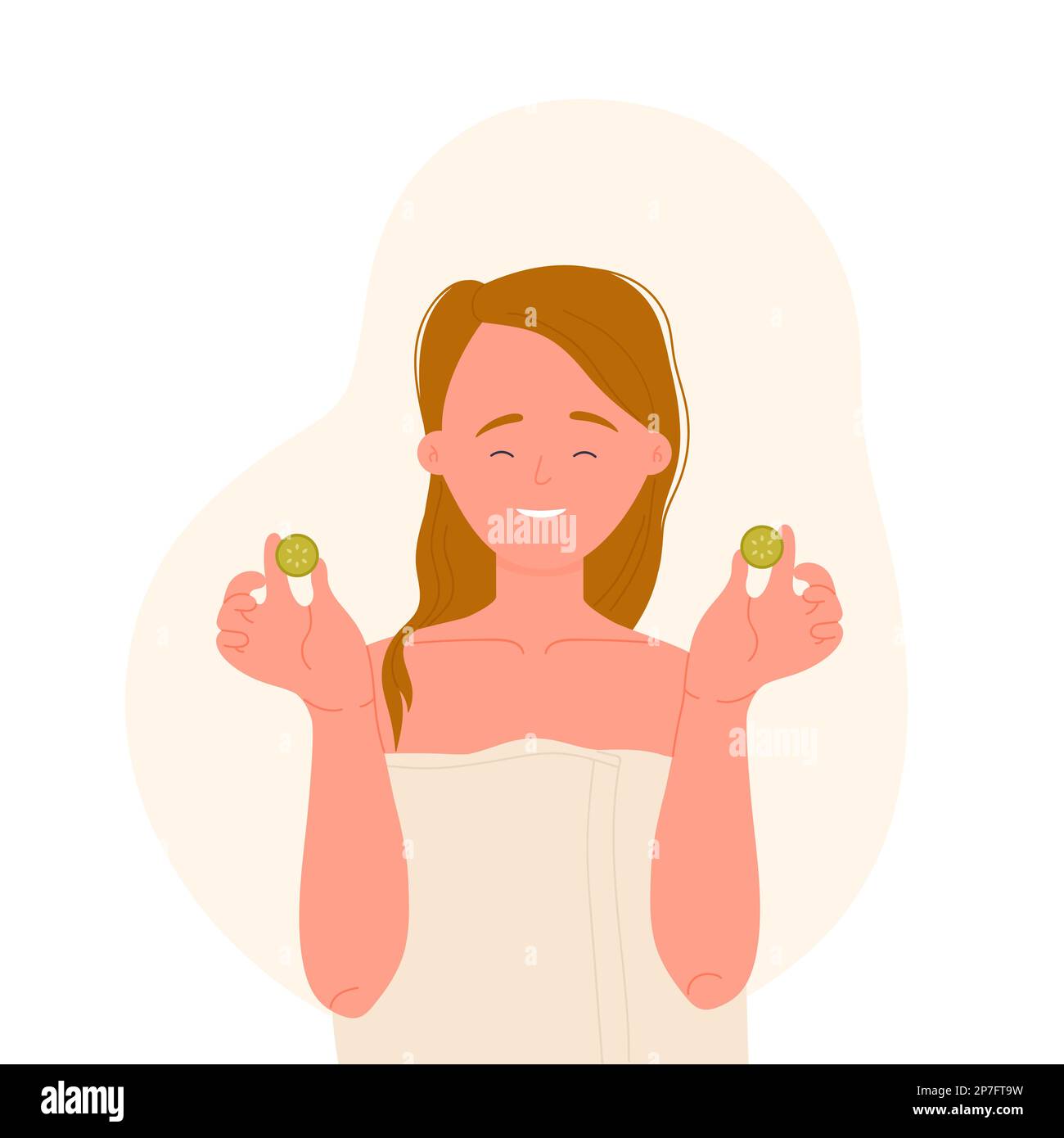 Happy girl face skin routine. Beauty care treatments, refreshing face ...