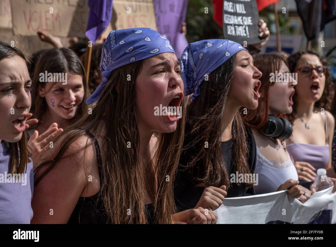 Women protesters are seen shouting slogans during the demonstration ...