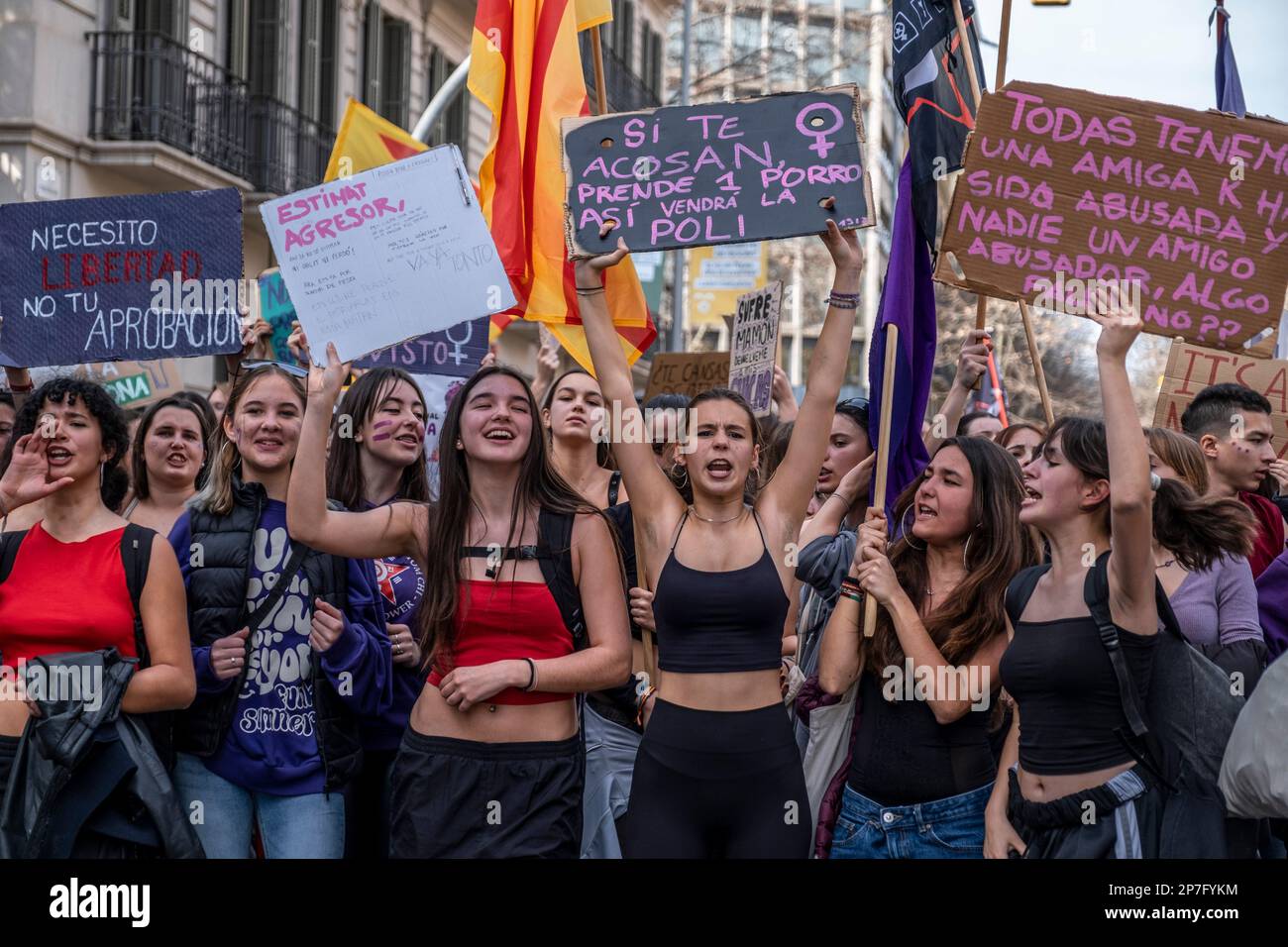Women protesters are seen shouting slogans during the demonstration ...