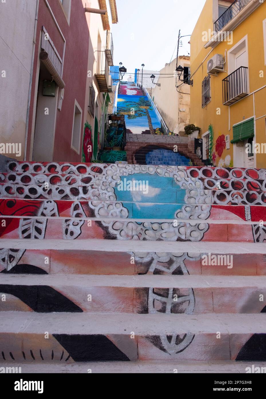 Impressive murals in the staircase Abanilla,city in Murcia,Spain Stock ...