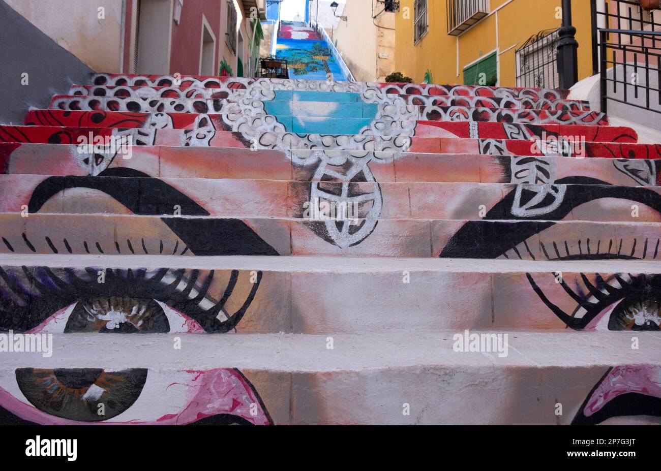 Impressive murals in the staircase Abanilla,city in Murcia,Spain Stock ...