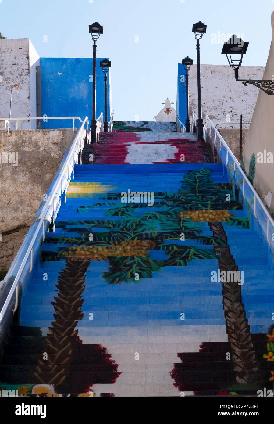 Impressive murals in the staircase Abanilla,city in Murcia,Spain Stock ...