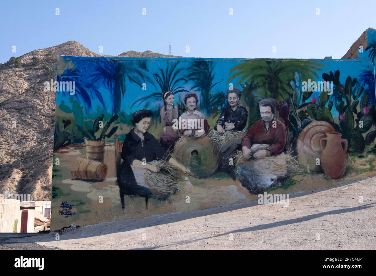 Impressive murals in the staircase Abanilla,city in Murcia,Spain Stock ...