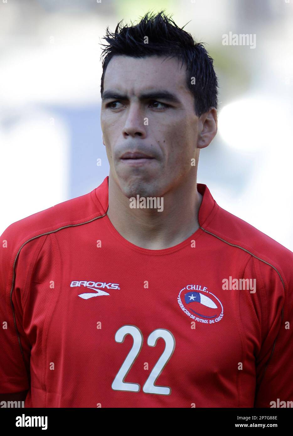 Chile's Esteban Paredes looks on before an international friendly ...