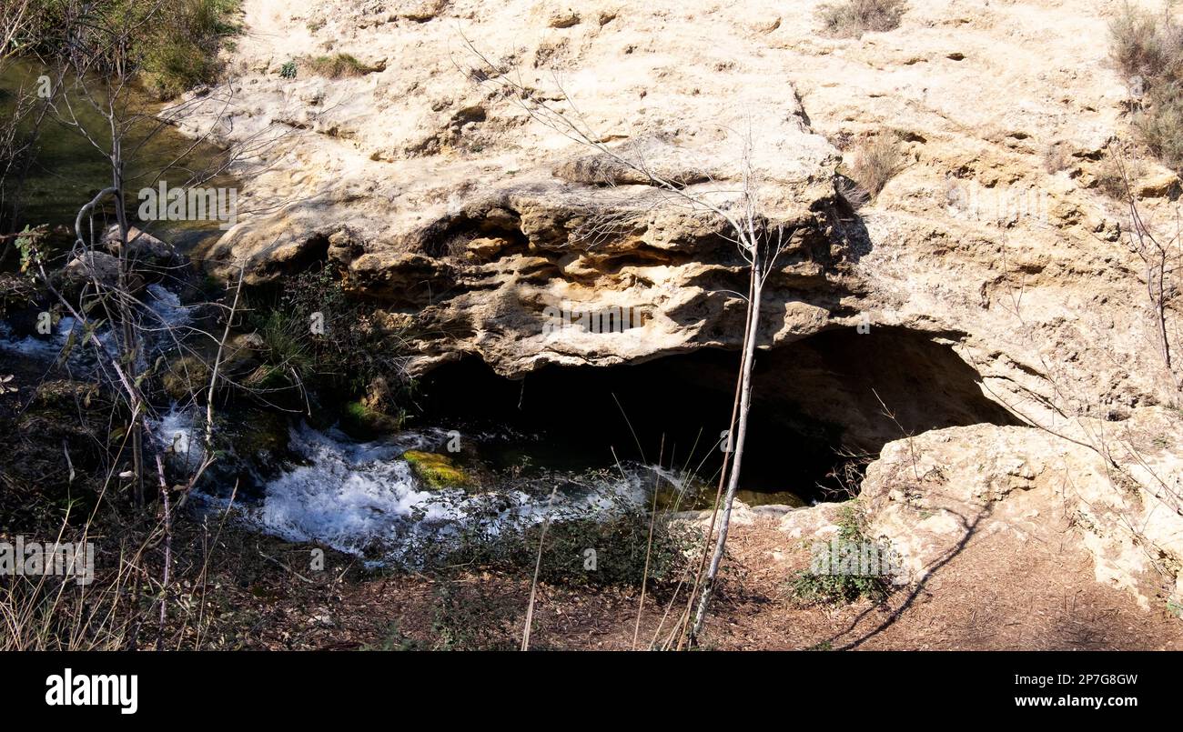 The impressive landscape that forms the Salto del Usero waterfall ...