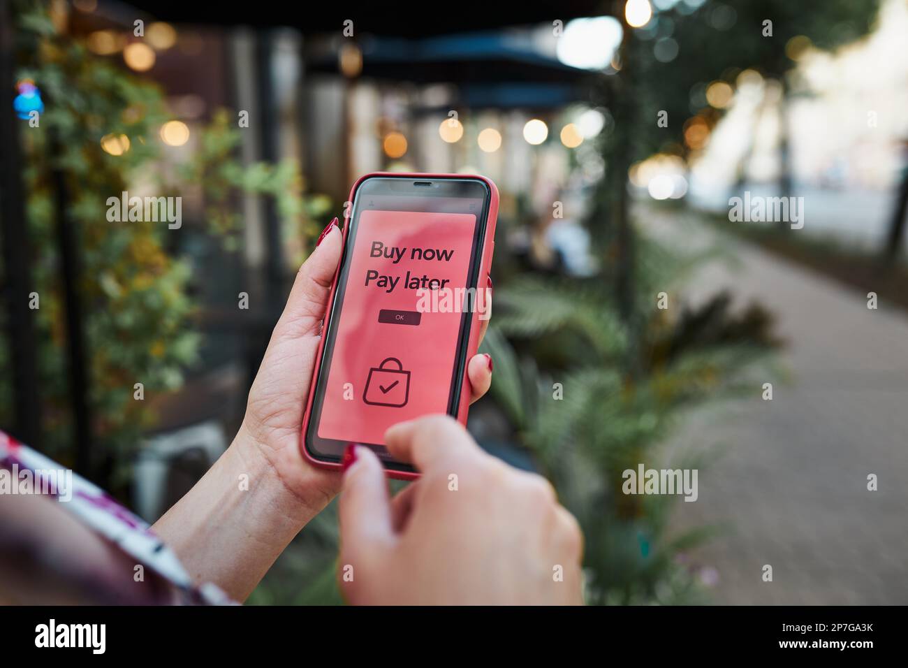 BNPL Buy now pay later online shopping service on smartphone. Online ...